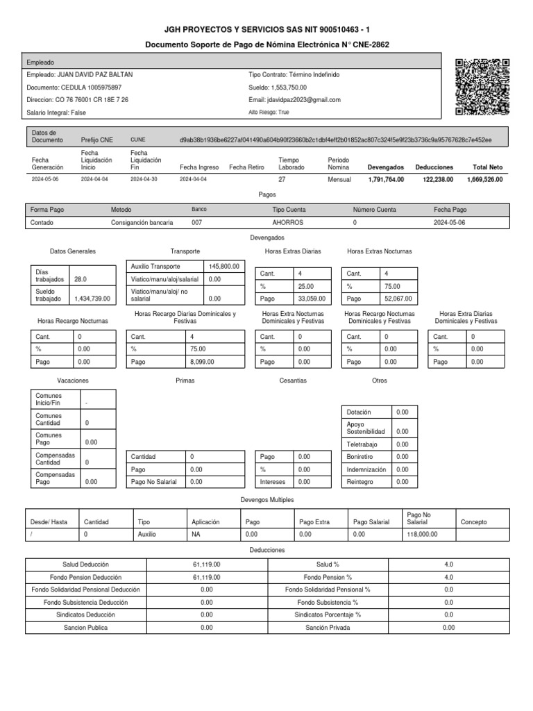 JGH Proyectos Y Servicios Sas Nit 900510463 - 1 Documento Soporte de ...