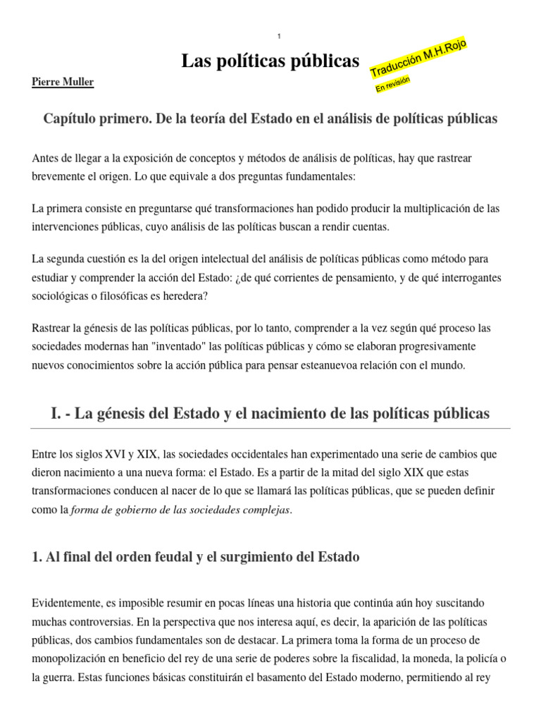 MULLER - Las Políticas Públicas - Capítulo I - Comprimido | PDF | Burocracia | Sociedad