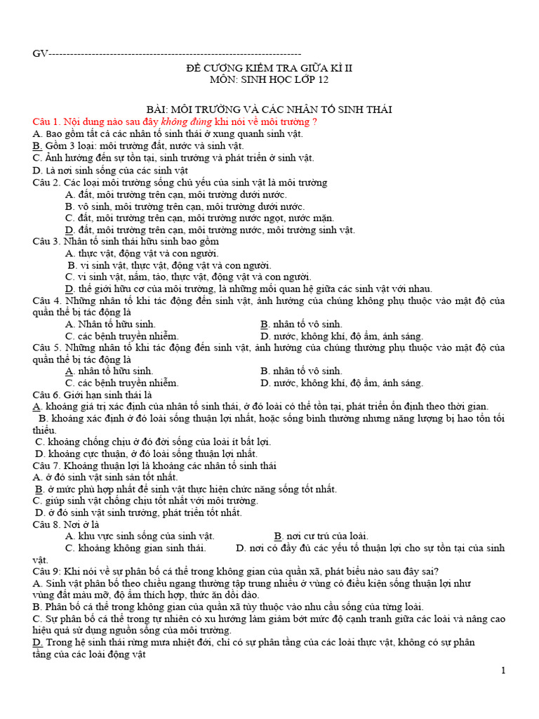 Đề Cương Kiểm Tra Giữa Kì II by 2023 2024 Co Dap An | PDF