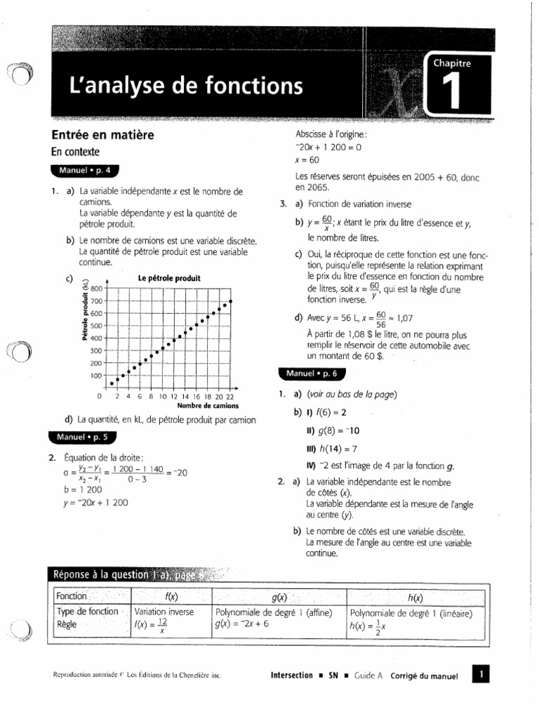 Corrigé Du Manuel Chap. 1 | PDF