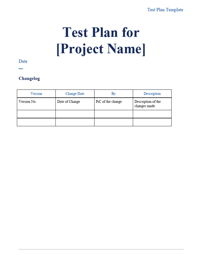 66423e451612764fb506e5eb Test Plan Template | PDF | Software ...