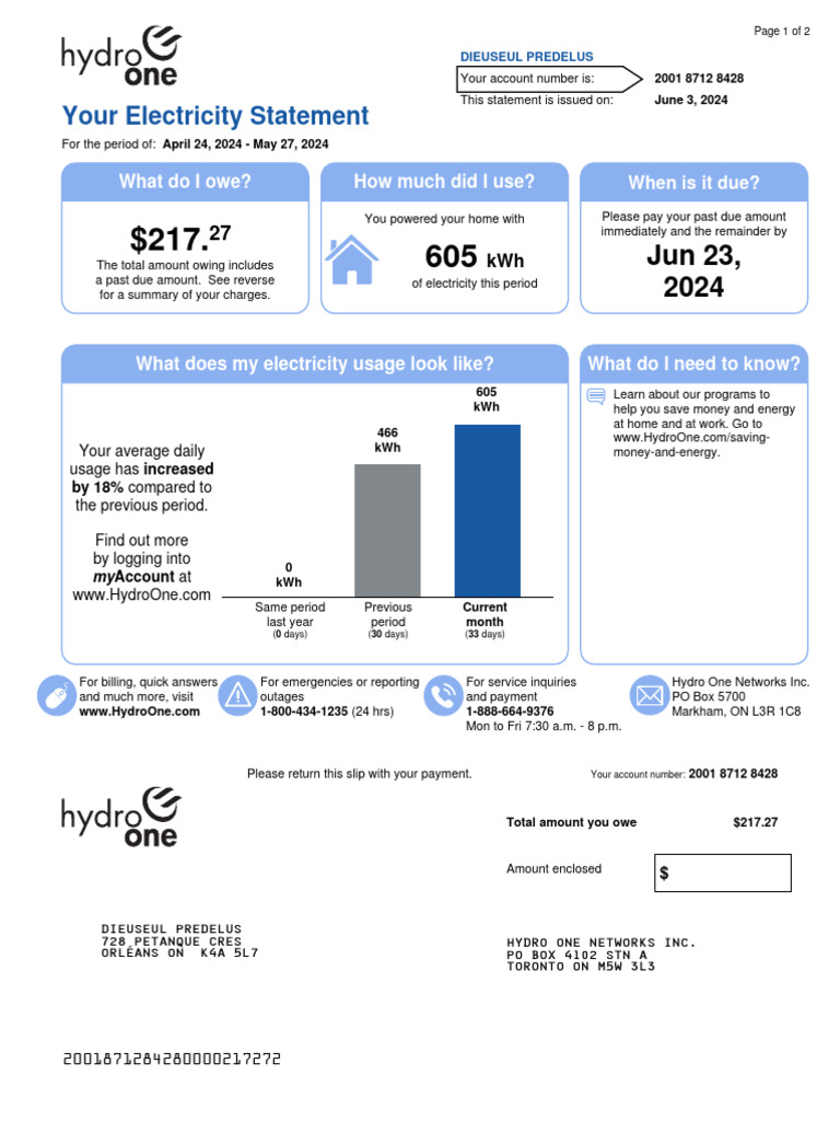 Your Electricity Statement Summary | PDF | Nature | Physical Quantities