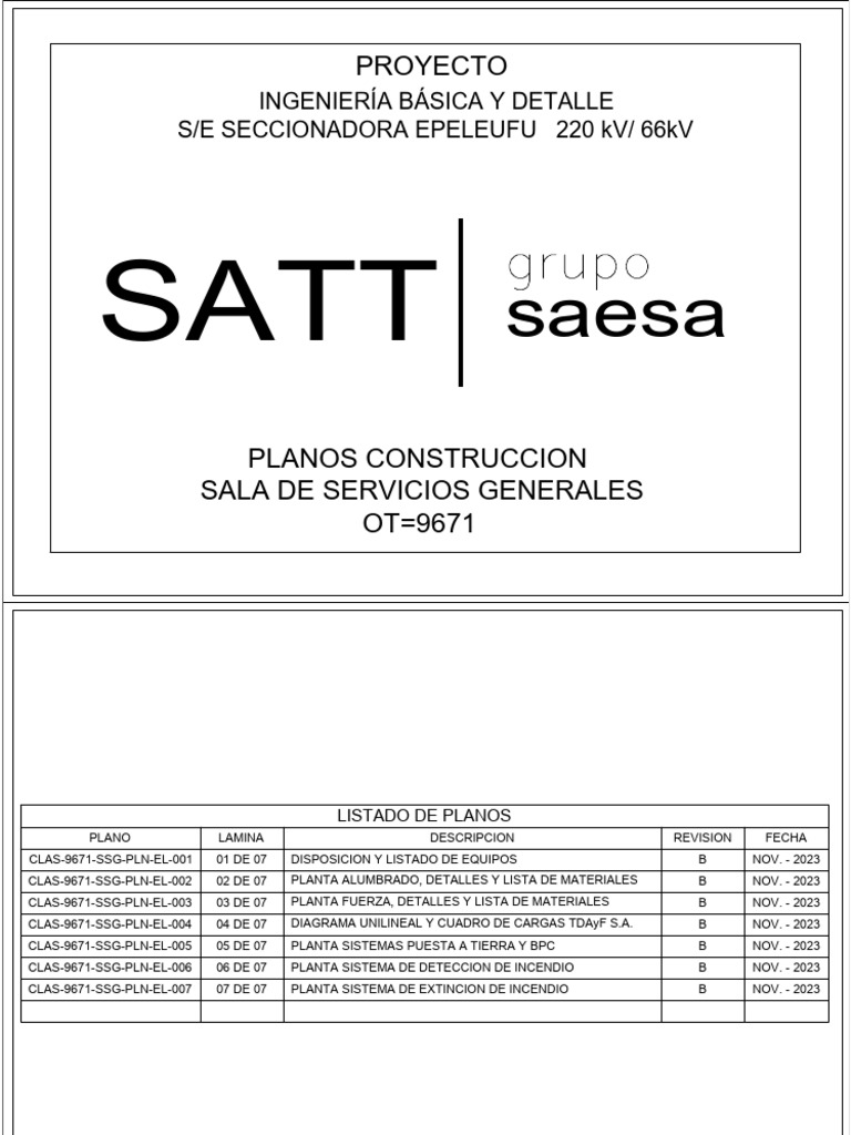 CLAS-9671-CONJ-PL-EL-01 - Conjunto Planos Electrico SSG - R0 | PDF | Ingenieria Eléctrica ...