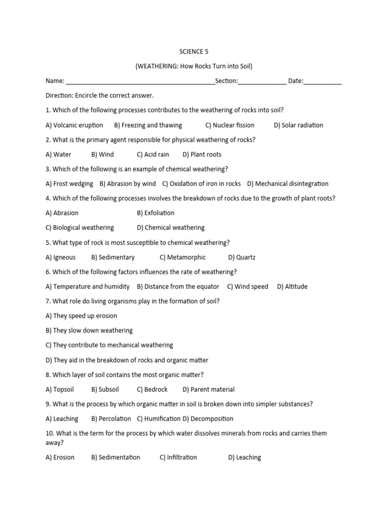 Weathering: Rocks to Soil Explained | PDF | Law | Science & Mathematics