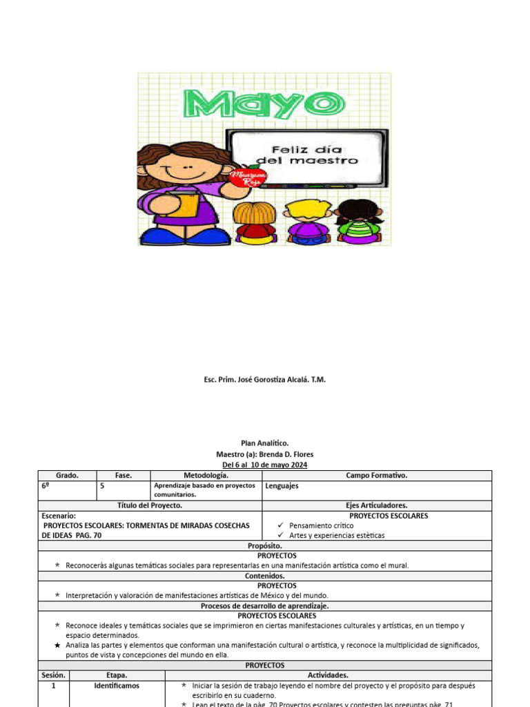 Planeacion Mes de Mayoº Grado | PDF | Evaluación | Aprendizaje
