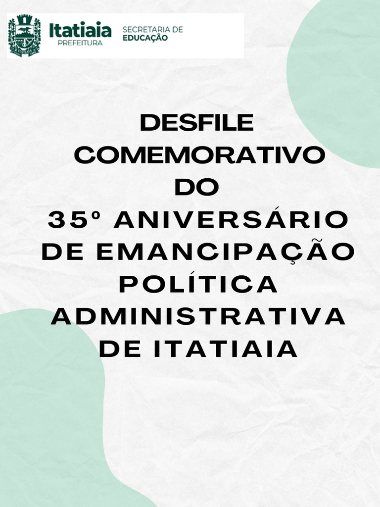 Desfile De Aniversário De Itatiaia Pdf