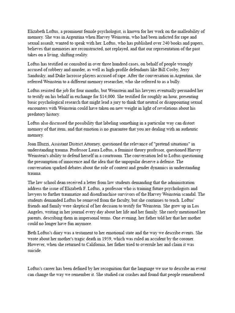 Elizabeth Loftus | PDF | Memory | Sigmund Freud