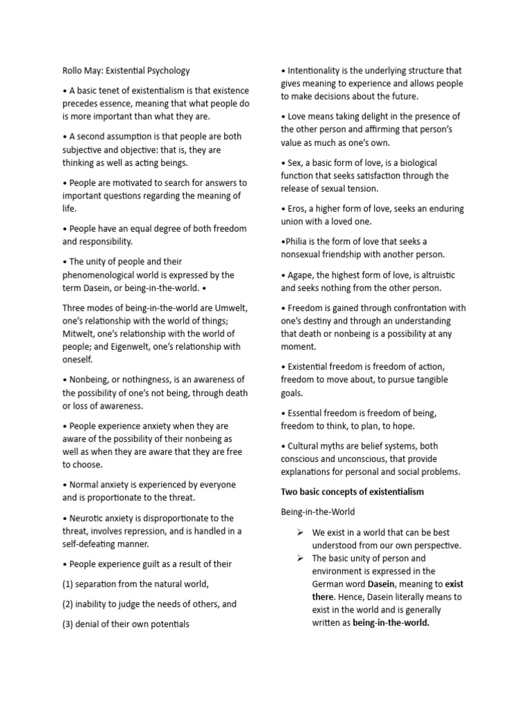 Rollo May Exsitential Psychology | PDF | Existentialism | Love
