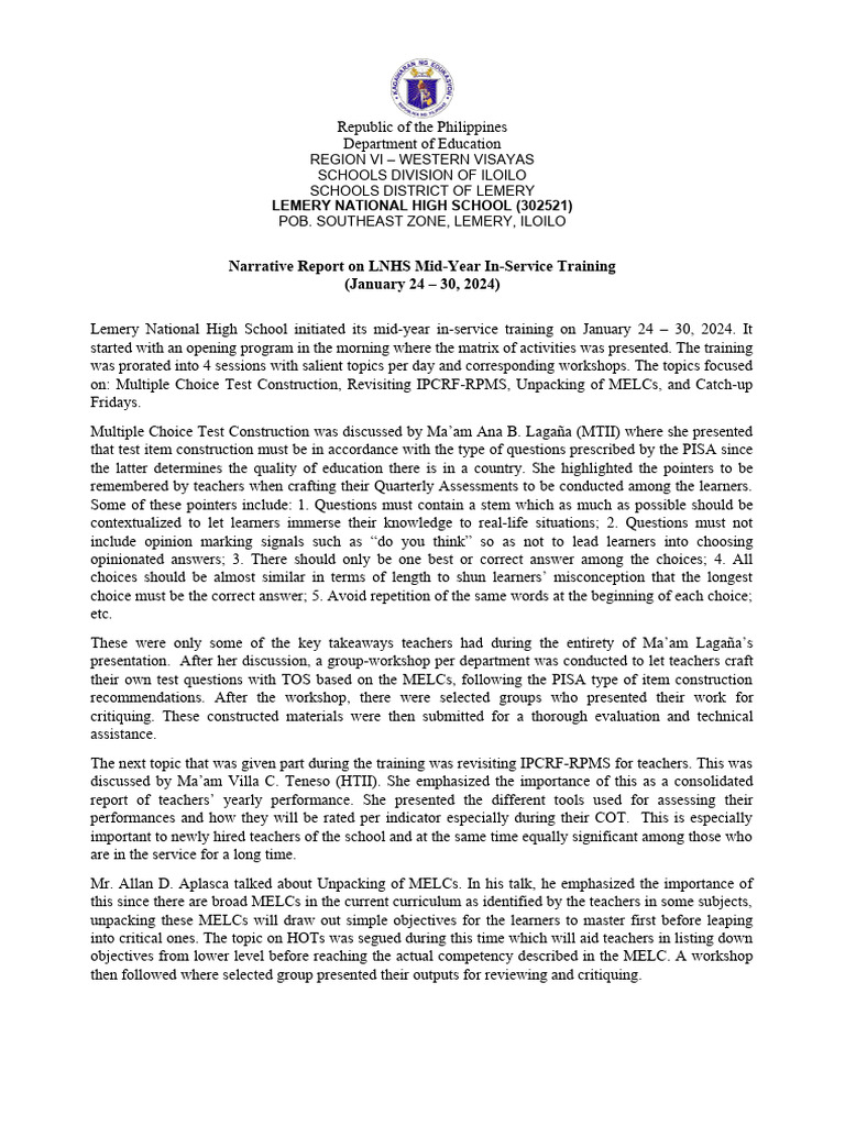 Narrative inset | PDF | Multiple Choice | Behavior Modification