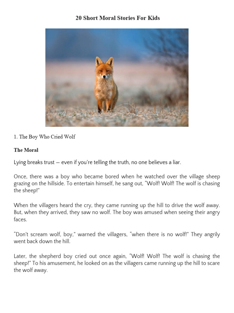 Short Moral Stories for Kids | PDF | Mystery, Thriller & Crime Fiction ...