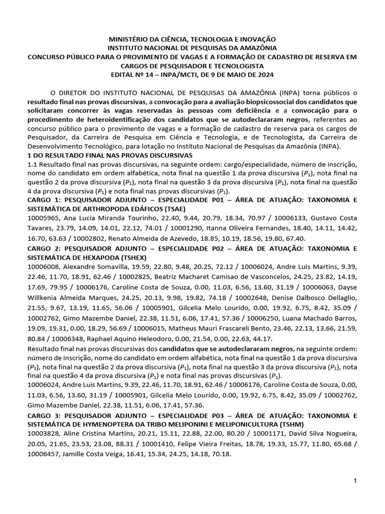 Ed 14 2023 Mcti Inpa Res Final Disc Conv Bio Hetero | PDF