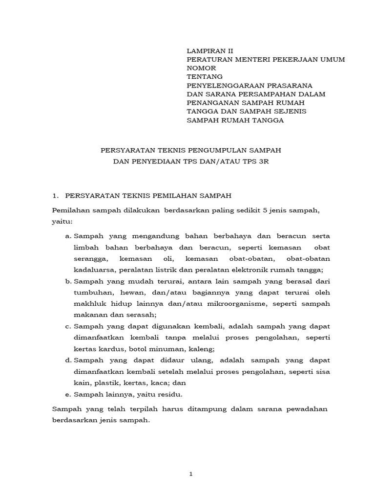 Lampiran-2 - Persyaratan Teknis TPS & TPS-3R | PDF