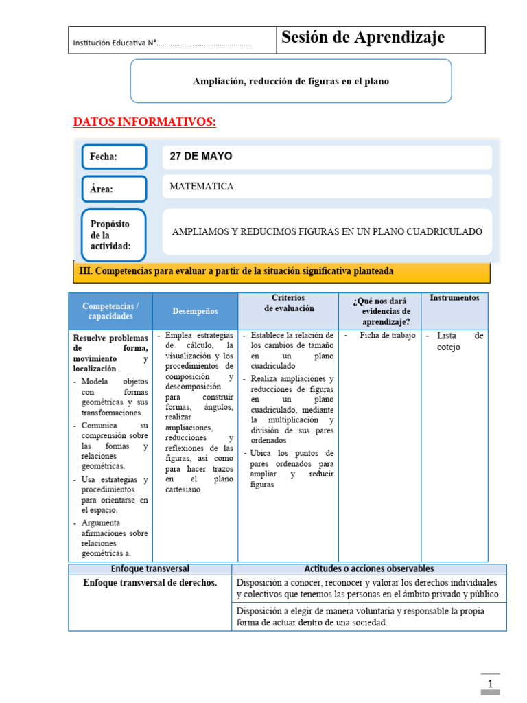 5° Act 27 Mayo N°1 Mate | PDF | Geometría | Evaluación