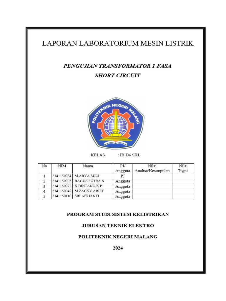 LAPORAN_LABORATORIUM_MESIN_LISTRIK NEW | PDF