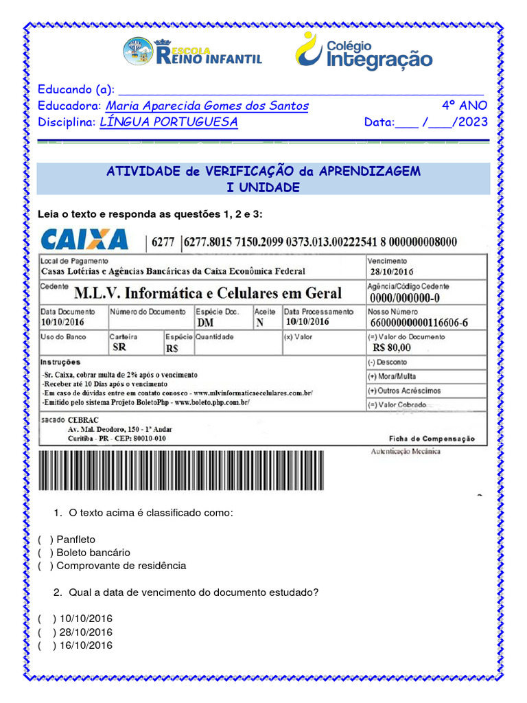 Cida 4º Ano Lingua Portuguesa | PDF | Sílaba | Fonema