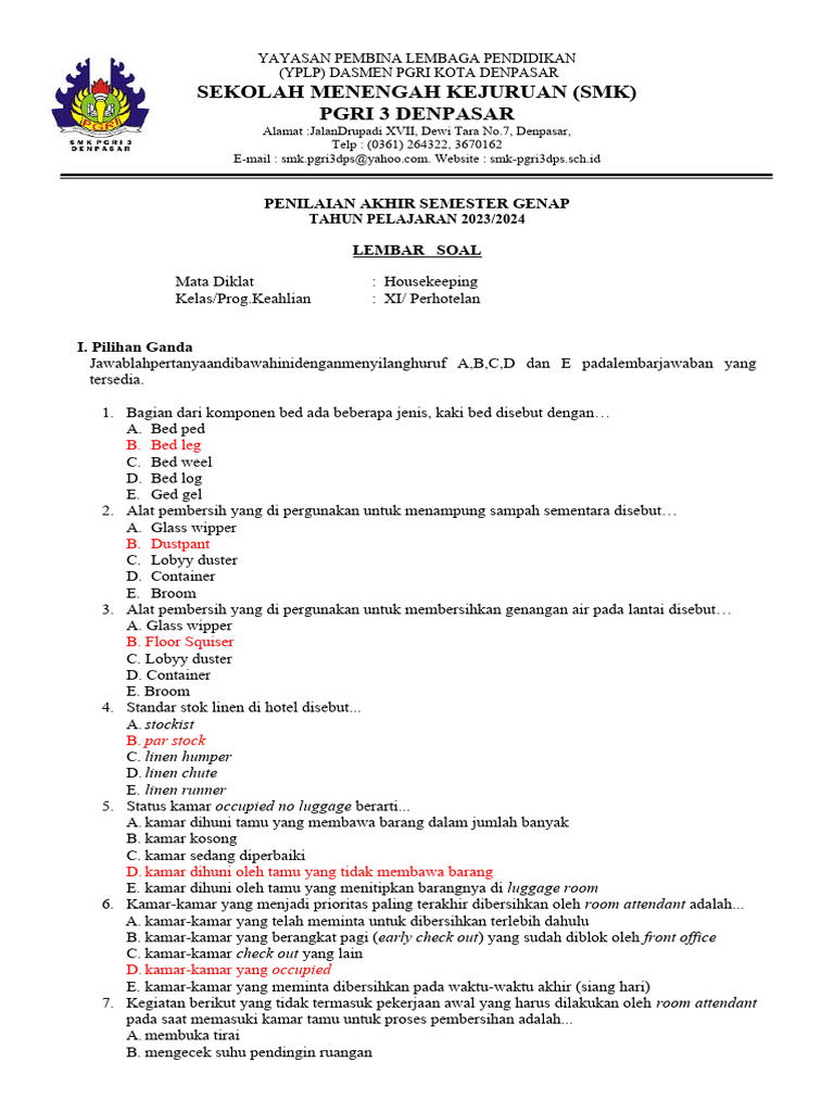 Soal HK KLS 11 PH | PDF | Griya & Taman | Gaya Hidup