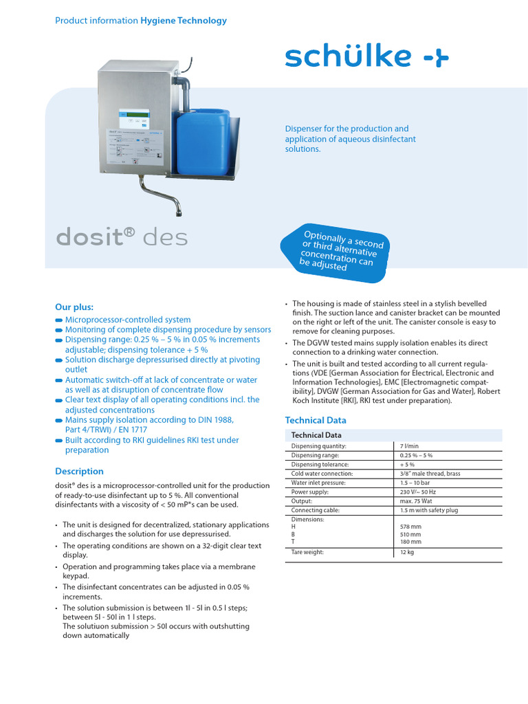 PRI Dosit Des-Prodinfosheet manual-HI-WORLD EN-SMDE | PDF