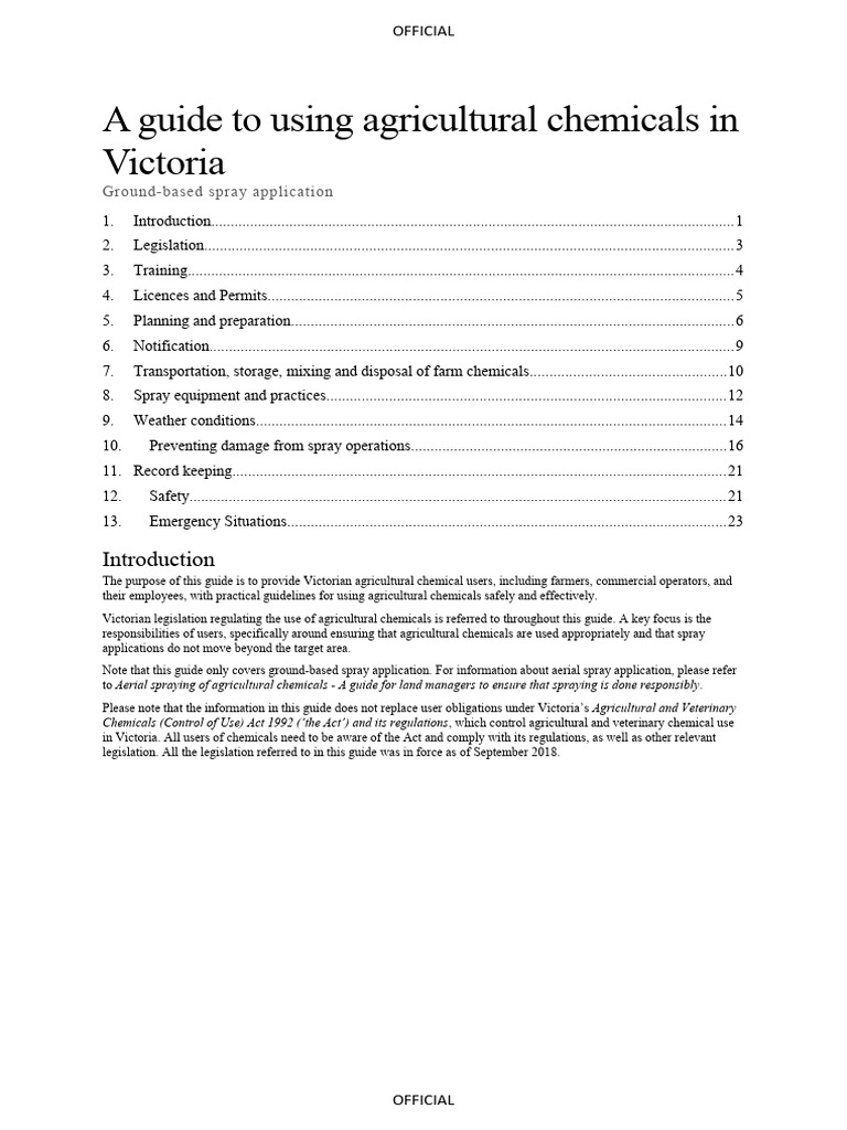 Agricultural Chemical Use Guide Victoria | PDF | Wound | Pesticide