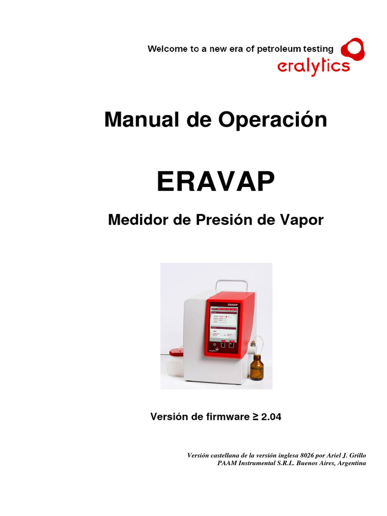 Manual de Operación ERAVAP 2.04 | PDF | Medida de presión | Medición