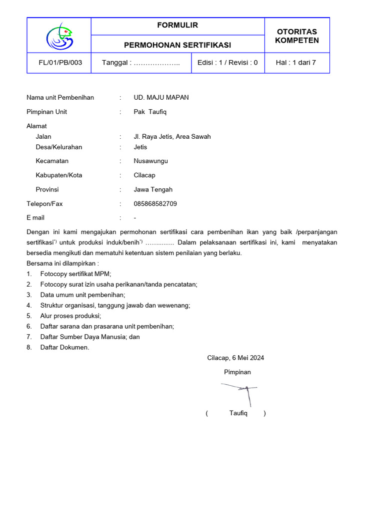 Formulir Pengajuan CPIB | PDF