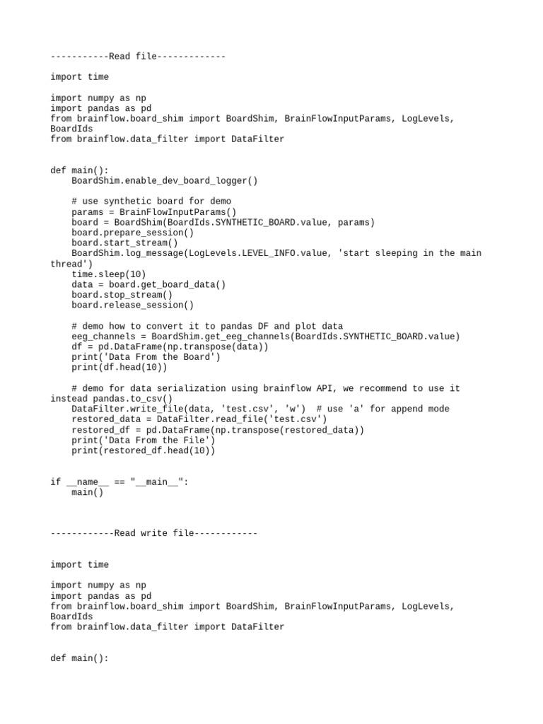 Brainflow Sample | Download Free PDF | Telecommunications Engineering | Computer Programming