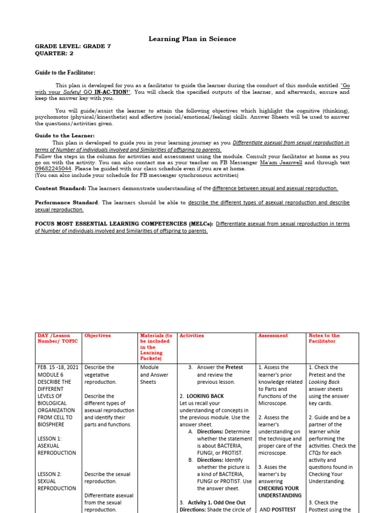 Grade 7 Science: Reproduction Guide | PDF | Learning | Sexual Reproduction