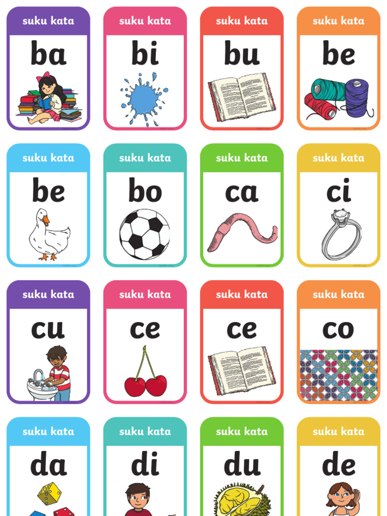 Id Ll 1694090612 Flashcard Suku Kata Kv Bahasa Indonesia Ver 3 | PDF