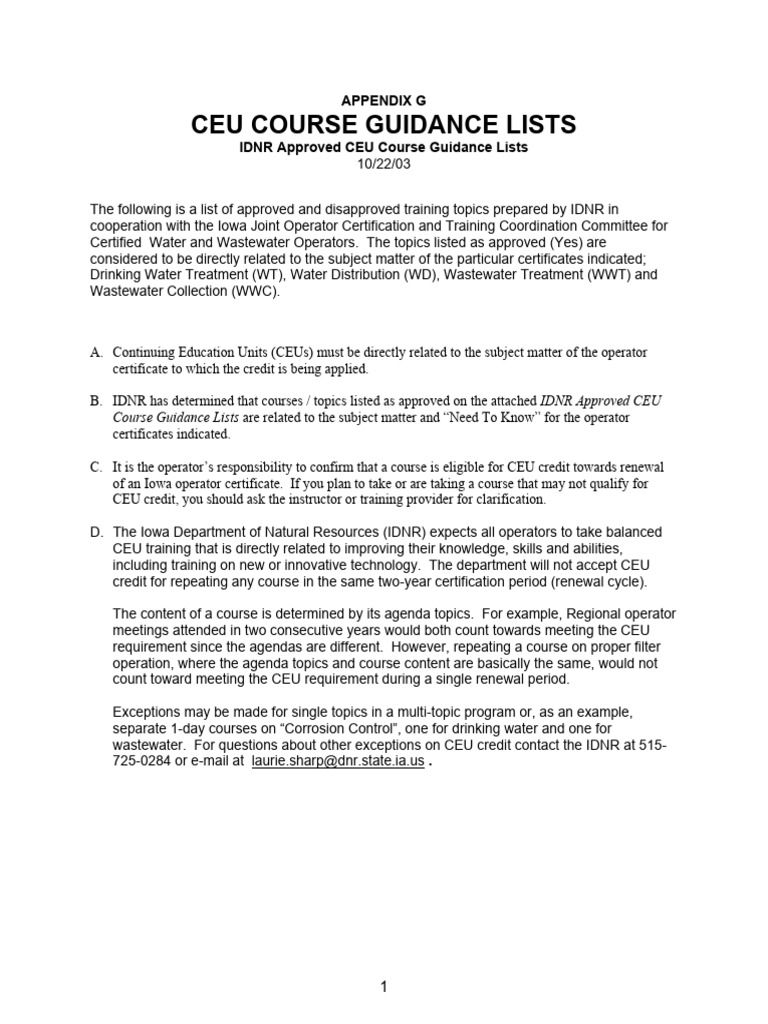 Iowa CEU Course Guidance for Operators | PDF | Sewage Treatment ...