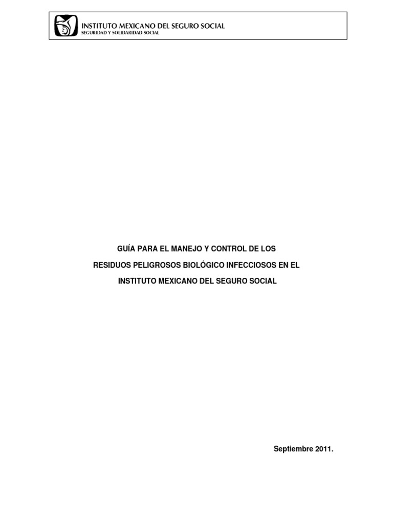 Guia Manejo Control RPBI IMSS 2011 | PDF | Laboratorios | Residuos