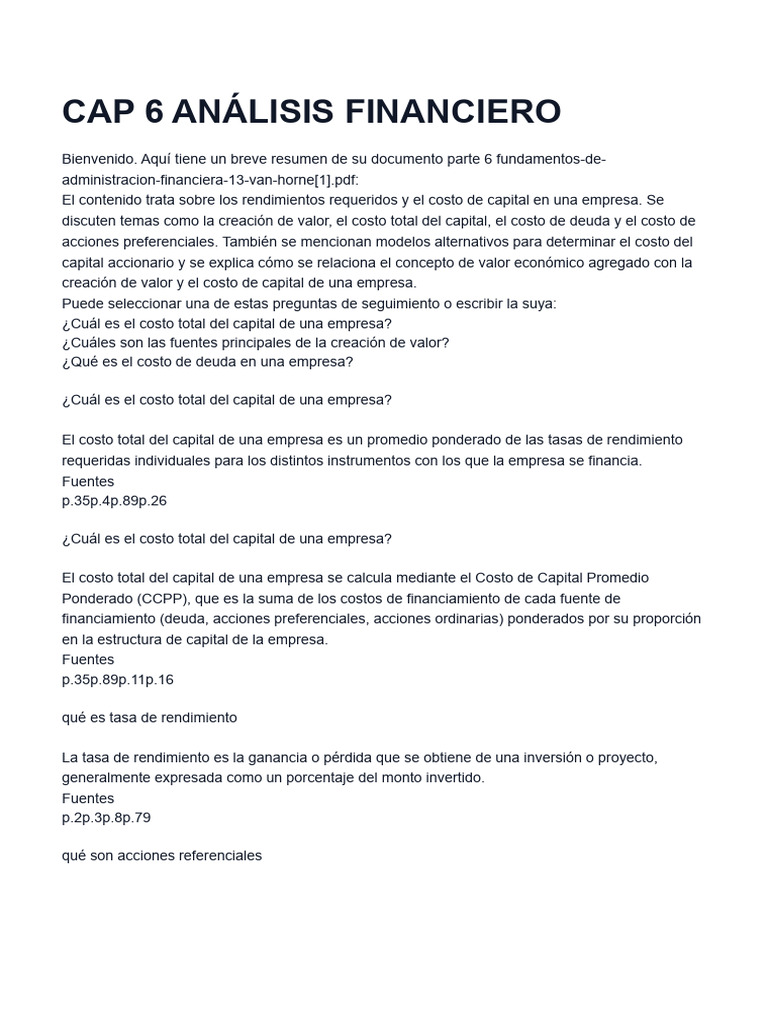 CAP 6 ANÁLISIS FINANCIERO | PDF | Compartir (Finanzas) | Business