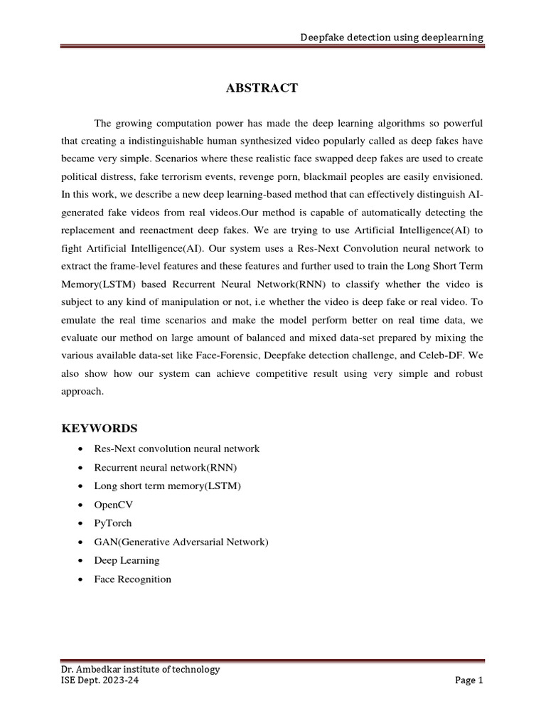 Synopsis Report | PDF | Deep Learning | Artificial Neural Network