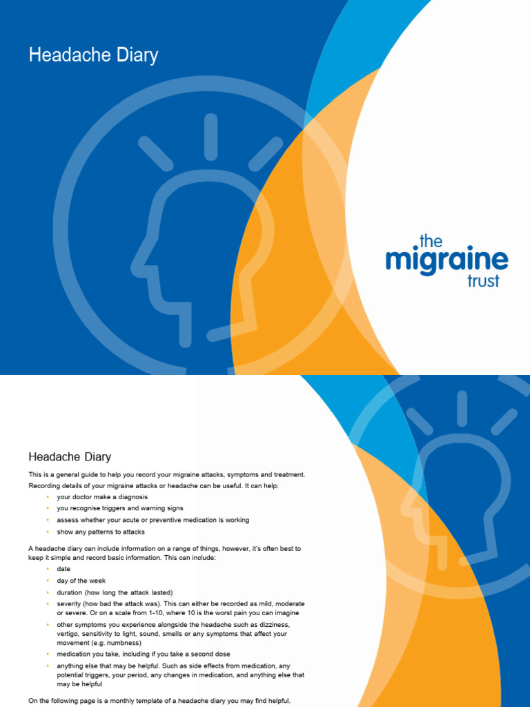 The Migraine Trust Headache Diary Word | PDF | Self-Improvement