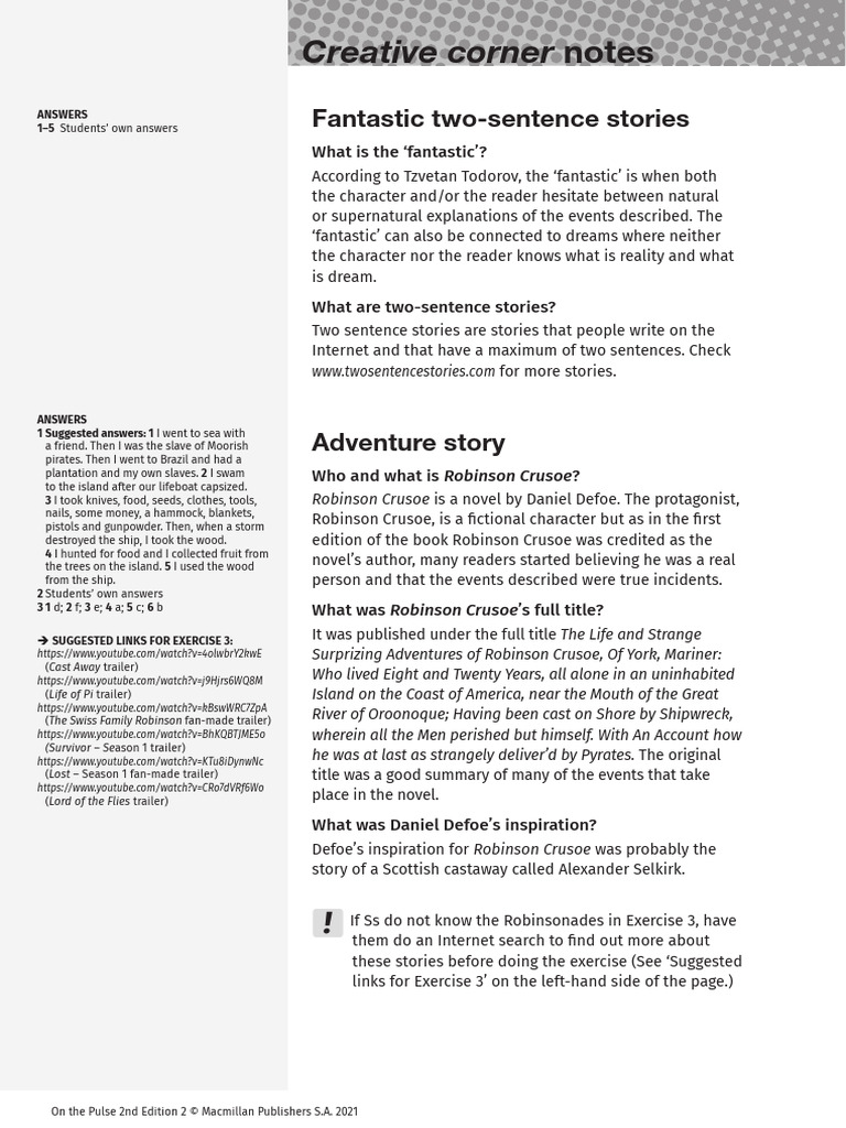 OTP2 - Level 2 - Creative-Corner-Wkshts - Answer-Key | PDF | Robinson ...