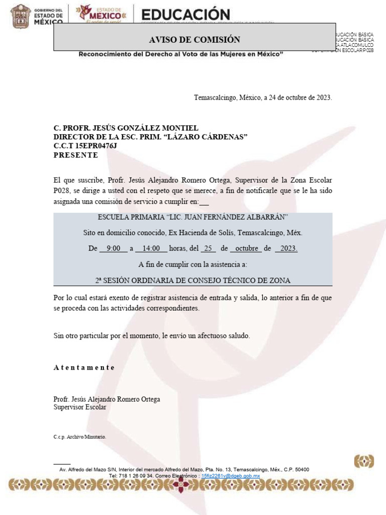Aviso de Consejo Técnico Escolar | PDF | Politica de mexico | México