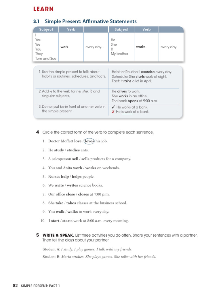 simple present review-2 | PDF | Subject (Grammar) | Linguistics