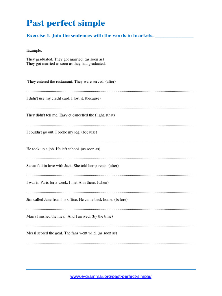 Past Perfect Simple Exercise 1 | PDF
