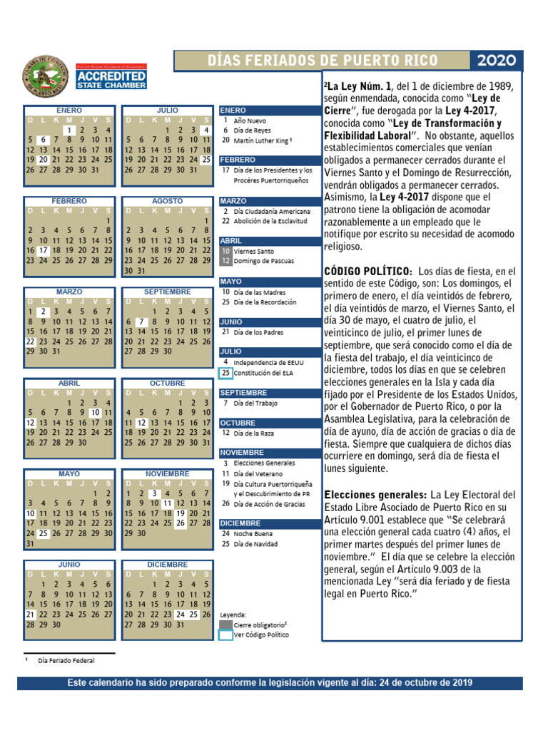 Dias Feriados 2020 | PDF | Puerto Rico | Acción de gracias