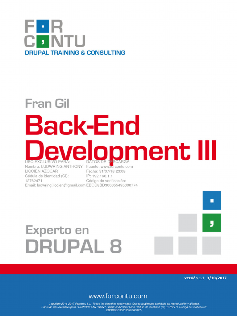 Forcontu d8 Back End Development3 Completo | PDF | Mi sql | Drupal