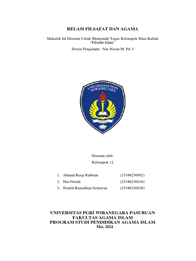 Kel 12 RELASI FILSAFAT DAN AGAMA | PDF | Filsafat Kel 12 RELASI FILSAFAT DAN AGAMA | PDF | Filsafat