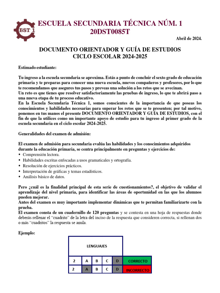 Documento Orientador y Guia de Estudios 2024 2025 | PDF | México ...
