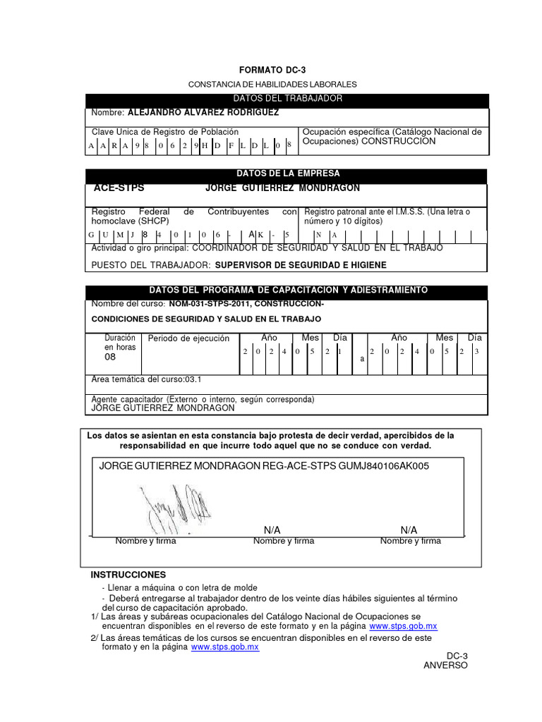 DC3 ALEJANDRO ALVAREZ NOM 031_071755 | PDF