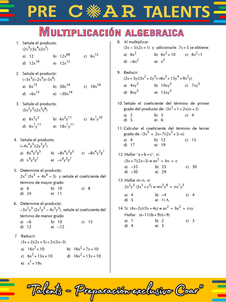 Multiplicacion Algebraica | PDF | Multiplicación | Matemáticas