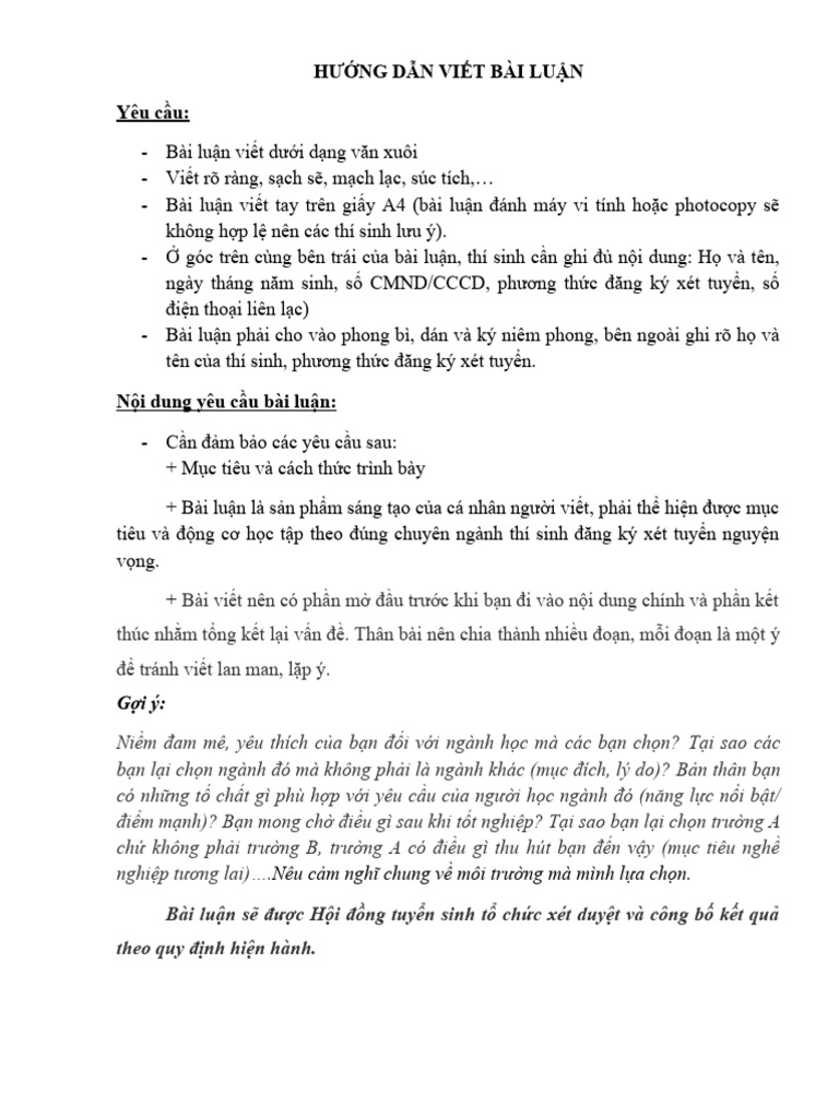 Huong Dan Viet Bai Luan | PDF