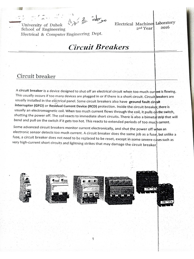 Circuit Breaker - AC Machine Lab | PDF