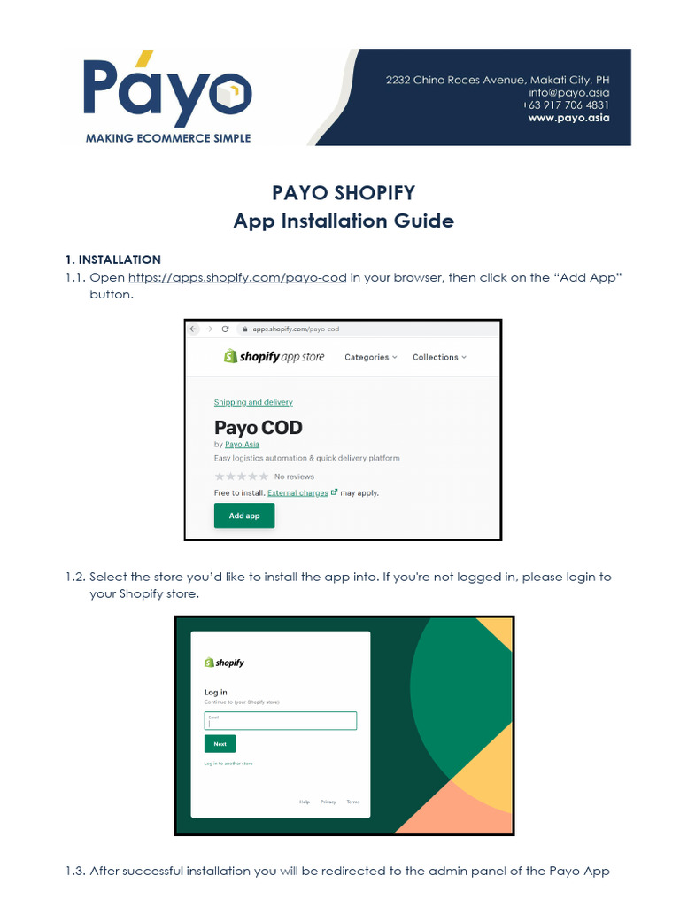 Shopify App V2.6 Installation Guide (2023) | PDF | Point Of Sale | Software