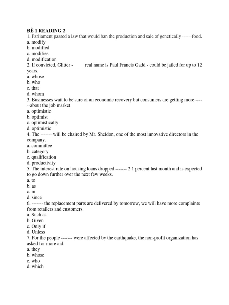 ĐỀ 1 READING 2 | PDF | Mathematics | Teachers ĐỀ 1 READING 2 | PDF | Mathematics | Teachers