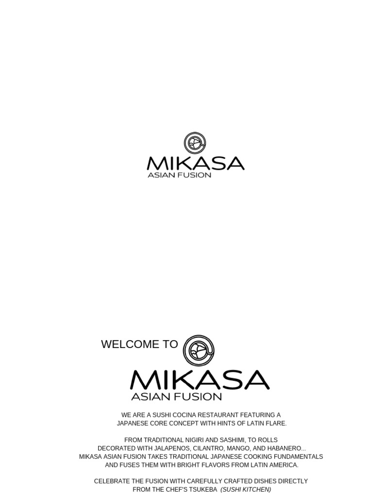 Mikasa Menu | PDF | Sushi | Sauce