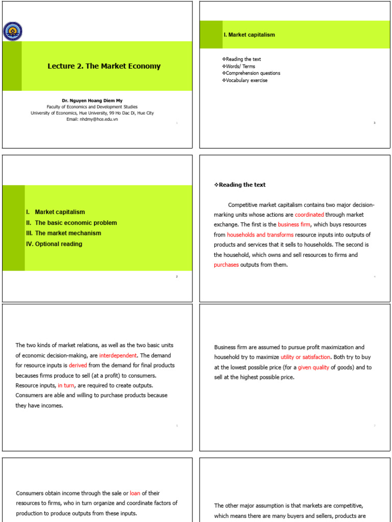 Lecture 2 EN IE The Market Economy | PDF | Market (Economics) | Profit (Economics)