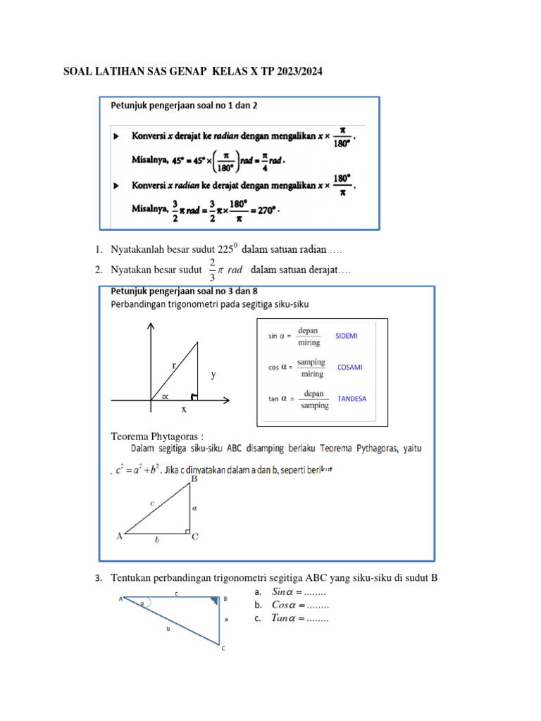 Soal Latihan Sas Kls X TP 2023-2024 | PDF