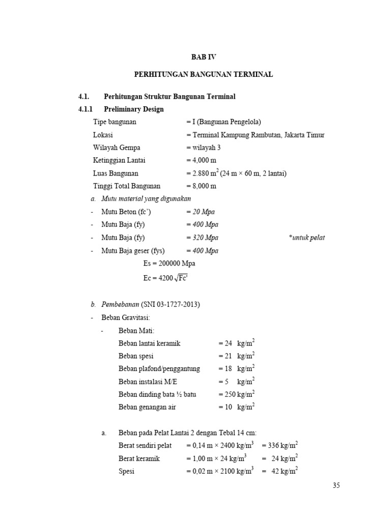Bab 4 Perhitungan Bangunan Terminal | PDF